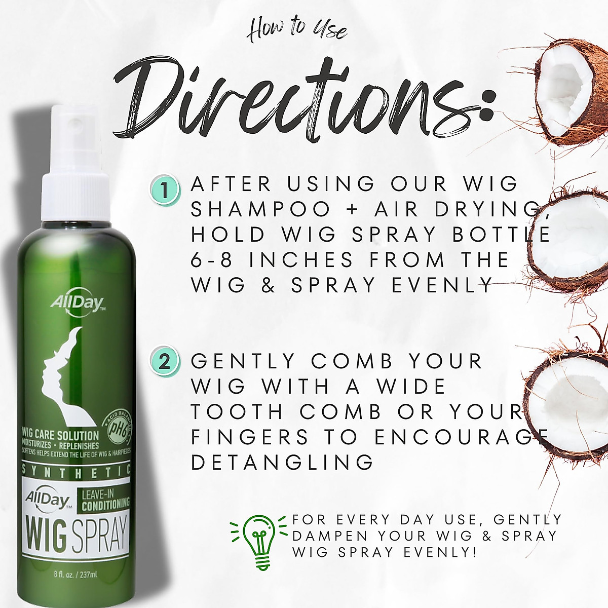 AllDay Synthetic Wig Spray (8 oz) & Wig Shampoo (8 oz) Bundle | Cleanse, Extend, Revitalize, Refresh, Soften, Hydrate, Detangle Wigs & Hairpieces | Grape Scent