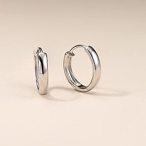 Milacolato Sterling Silver Hoop Earrings for Women 14K Vermeil White Gold Plated 3mm Chunky Gold Hoops Earrings Bold Huggie Small Medium Hoop Earrings 18mm