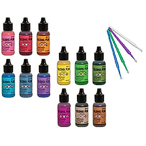 Tim Holtz Alcohol Pearls Bundle 12 Bottles Plus Blending Tools (Complete 12 Set)
