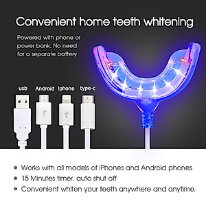 IDOLUSTER Teeth Whitening Accelerator Light, 16X Red & Blue LED Teeth Whitening Light, Powerfull Teeth Light with Comfortable Mouth Tray, Connected with iPhone/Android/USB at Home Use