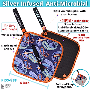 CIRCE CARE Pee Cloth:Silver Infused Pee rag for Women who Pee Outdoors, Reusable Absorbent Wipes, Eco alt. to Toilet Paper, Female Urination Solution for Camping, Hiking (2pc Combi- Galaxy+Fiesta)