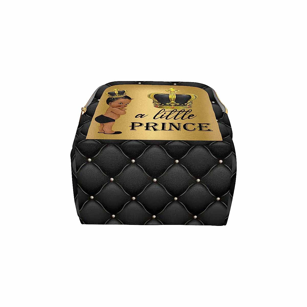 InterestPrint Custom Name Diaper Bag Customized Little Prince Black Gold Backpack Personalized Laptop Backpack with Name Nursing Bags Fashion Shoulders Bag Casual Daypack Travel Bag for Women