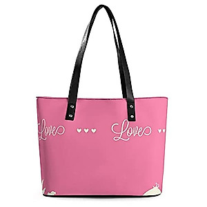 Womens Handbag Pink Background Leather Tote Bag Top Handle Satchel Bags For Lady