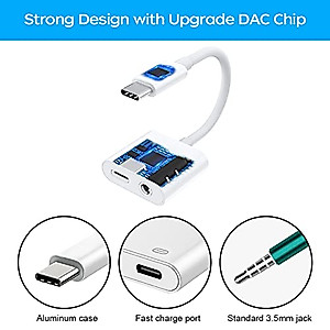 QINGLER USB Type C Headphone Adapter to 3.5mm Audio Adapter with Charger 2 Pack for Music, Charge and Line Control, Compatible with Samsung Galaxy S22 S21, iPad pro 2018/20/21, Huawei, One Plus