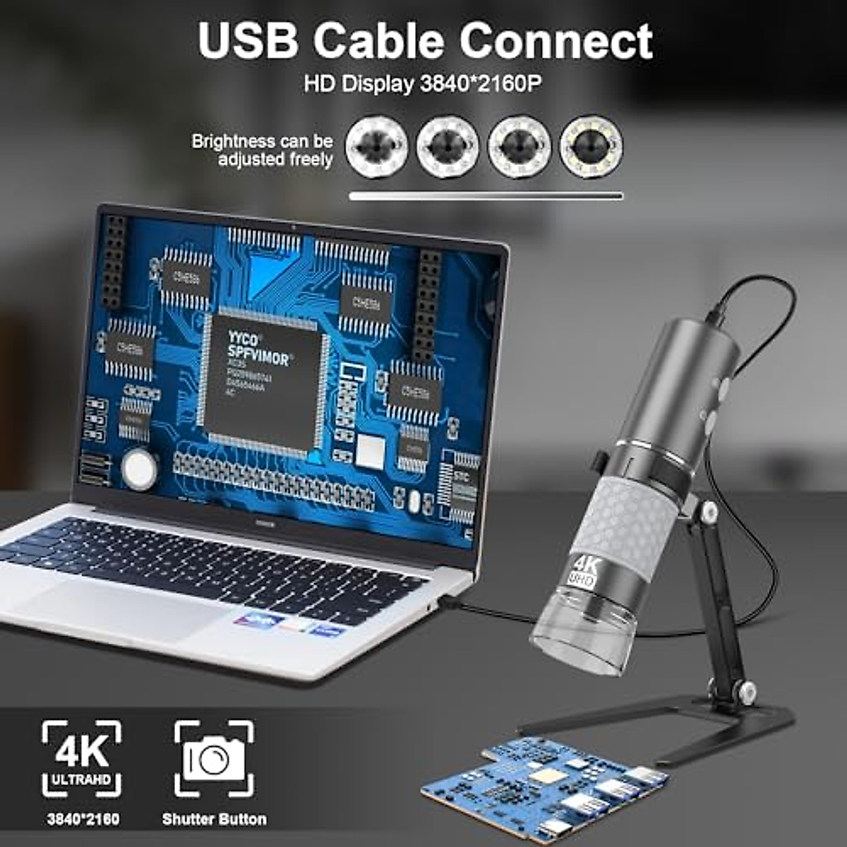 Bysameyee 4K HD Wi-Fi Wireless Digital Microscope Camera Magnifier, Compatible for iPhone, iPad, Android Phones and PC