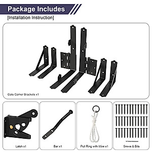 GoldOrcle Corner Brace Bracket Anti Sag Gate Frame Hardware Kit for Wooden Fence with Latch