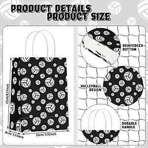 24 Packs Volleyball Gift Bags Volleyball Party Treat Bags Volleyball Party Favors Decorations Volleyball Gift Print Bags Volleyball Candy Goodie Bags for Sport Birthday Party Decor Black and White