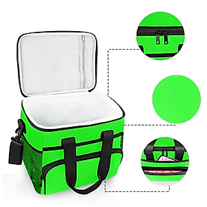 Kigai Insulated Cooler Lunch Bag,Plain Neon Green Solid Color Reusable Leakproof Lunch Box Cooler Bag for Women and Men Work Picnic Beach,with Detachable Shoulder Strap…