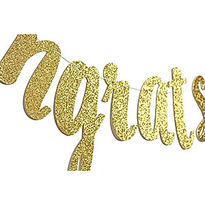 Congrats Grad Gold Glitter Banner-Graduate Party Decorations