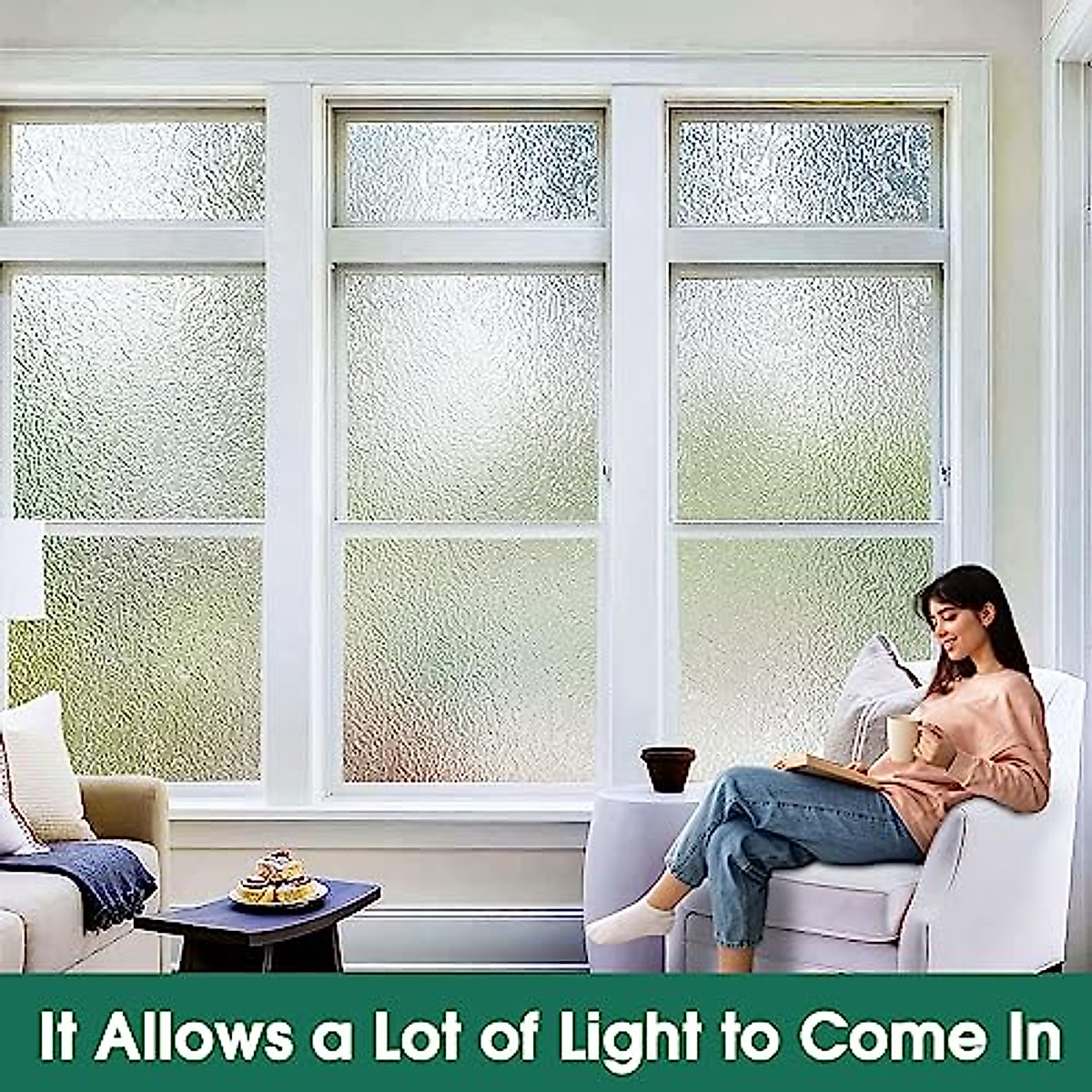 Coavas Frosted Window Privacy Film: Crystal Glass Film, No Glue Static Film, Anti UV Window Clings, One Way Vision Blocking for Home Office(17.7x78.7 inches)