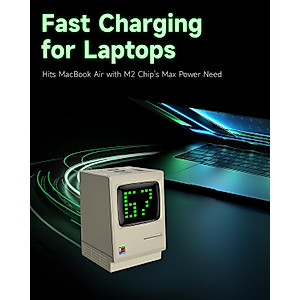 SHARGE USB C Charger, Retro 67 Power Display 3-Port Fast GaN Charger with Digital Rain, 67W Foldable Wall Charger for Phone 14/Pro Max/13, iPad, MacBook, Galaxy, Google Pixel Gifts Idea