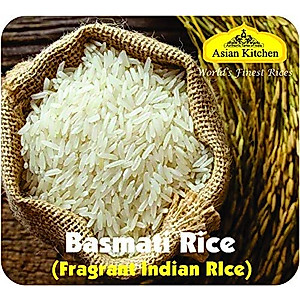 Asian Kitchen Silver White Basmati Rice Extra Long Aged 20lbs (9.08kg) ~ All Natural | Gluten Friendly | Vegan | Indian Origin | Export Quality