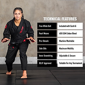 Elite Sports Ultra-Light Women's BJJ GI - IBJJF Jiu-Jitsu GI for Girls and women (See Special Sizing Guide)