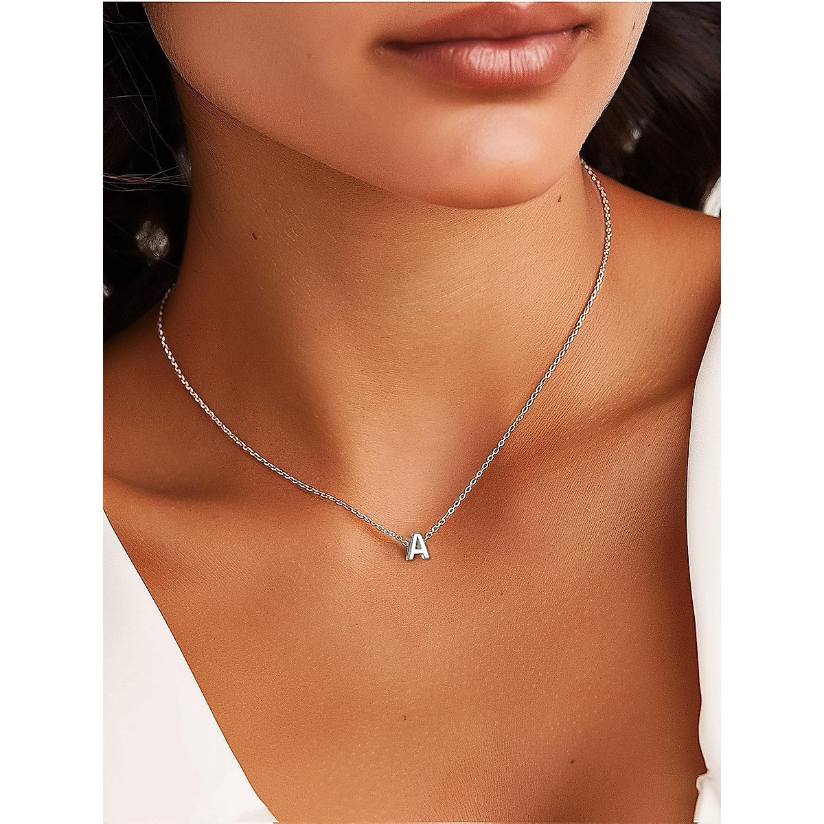 925 Sterling Silver Initial Necklace Letter Necklaces Delicate Dainty Small Pendant Necklace Silver Choker Necklace for Women J Initial Mothers Day Gifts for Mom