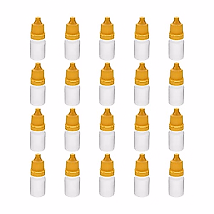 Othmro 20Pcs 0.2oz Lab Dropping Bottles 5ml PE Plastic Bottles Lab Eye Dropper Bottles Squeezable Eye Liquid Drop Bottle Small Mouth Drop Bottles Sample Seal Storage Bottles with Yellow Cap for Travel