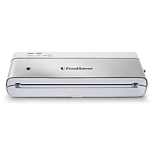 FoodSaver Compact Vacuum Sealer Machine with Sealer Bags and Roll for Airtight Food Storage and Sous Vide, White
