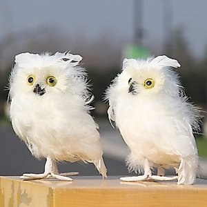 GWOKWAI Artificial Owl Simulation Foam Bird, Realistic Feather Bird Ornaments for Christmas Tree Decor Home Garden Wedding Decoration