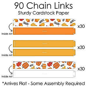 Big Dot of Happiness Fall Pumpkin - 90 Chain Links and 30 Paper Tassels Decoration Kit - Halloween or Thanksgiving Party Paper Chains Garland - 21 feet