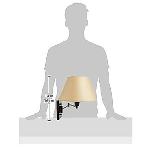 Kenroy Home 30110BLKP Simplicity Wall Swing Arm Lamp with Matte Black Finish, Modern Style, 14" Height, 15.5" Width, 25" Depth