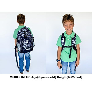 mibasies Kids Backpack Boys, Elementary School Backpack for Boys 17Inch(Marble Black)