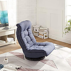 Amazon Basics Swivel Foam Lounge Chair - with Headrest, Adjustable, Denim, Blue, 26.3D x 23.5W x 13.7H in