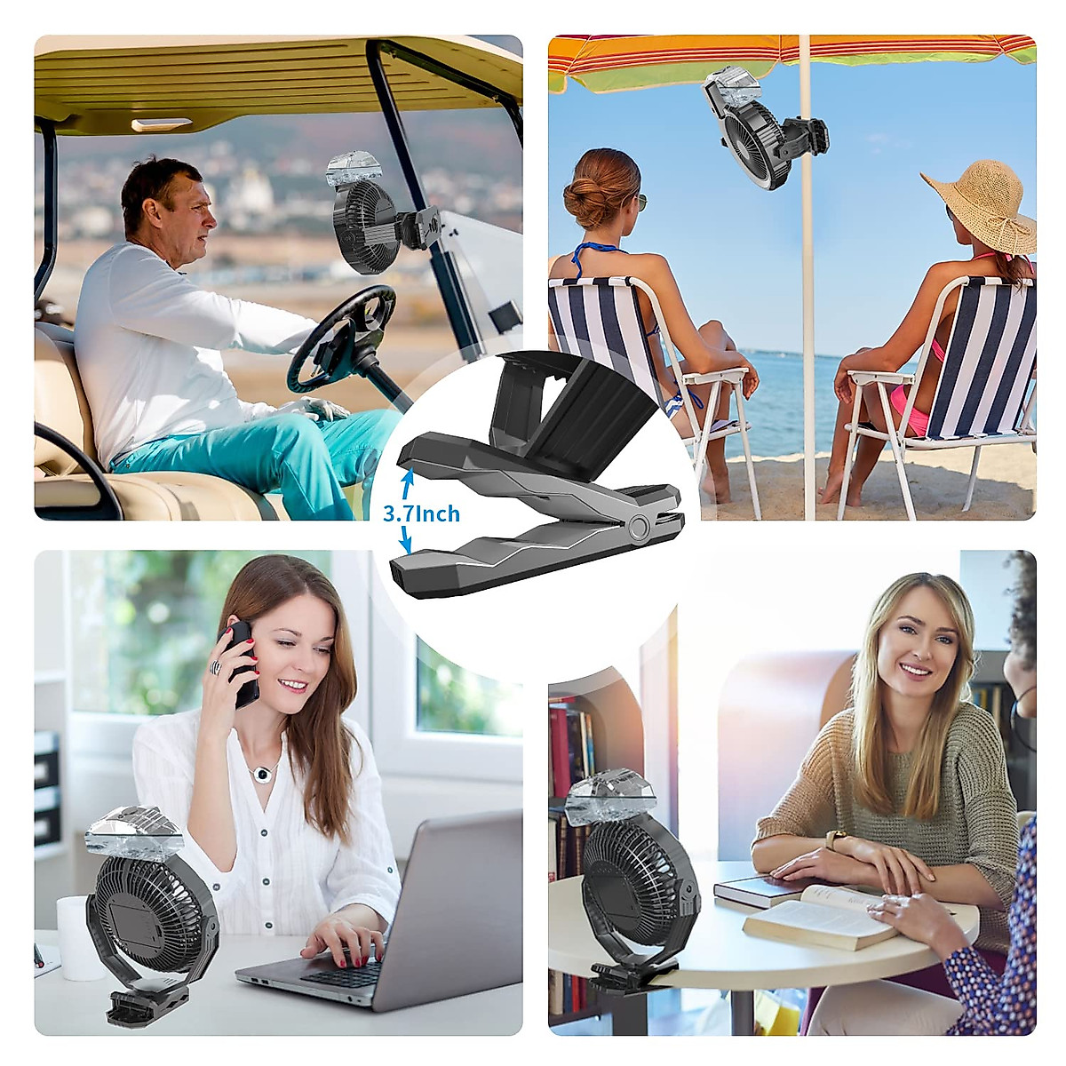 10000mAh Misting Fan Portable with Detachable Water Tank 400ml, 8 Inch Powerful Cool Mist Clip Fan, Battery Operated Rechargeable Fan, 2 Mister Modes, Sleep Timer, LED Lights, for Golf Cart, Outdoors