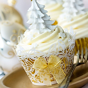 Sumind 400 Pieces Cupcake Liners Mini Foil Metallic Liners Muffin Paper Cases Baking Cups Wrapper Colored Cupcake Chocolates Making for Holiday Wedding Party Baby Showers(Gold)