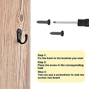 50 Pieces Coat Hooks Single Prong Robe Hook Wall Mounted Coat Key Hook with 110 Pieces Screws for Bathing Kitchen Garage Bedroom (Black)