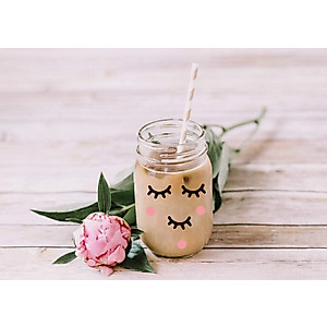 IARTTOP Lovely Eyelash Wall Decal with Pink Dots Wall Sticker (98Pcs), Adorable Sleepy Eye Eyelash Vinyl Decal for Kids Bedroom Decor, Sleepy Lash Decals Wall Art Makeup Sticker for Girls Room