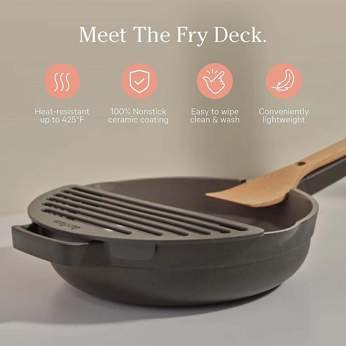 Our Place Fry Deck - Nonstick Ceramic Coated Frying Accessory for Always Pan & Perfect Pot | Lightweight, Heat-Resistant | Includes Cooking Chopsticks | Enhances Frying Experience | Char