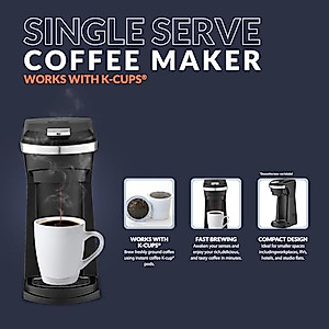 Newhouse Single Serve Coffee Maker compatible with K-cups Water Reservoir, Versatile Ground Coffee & K-Cup Compatibility, Adjustable Tray for Travel Mugs