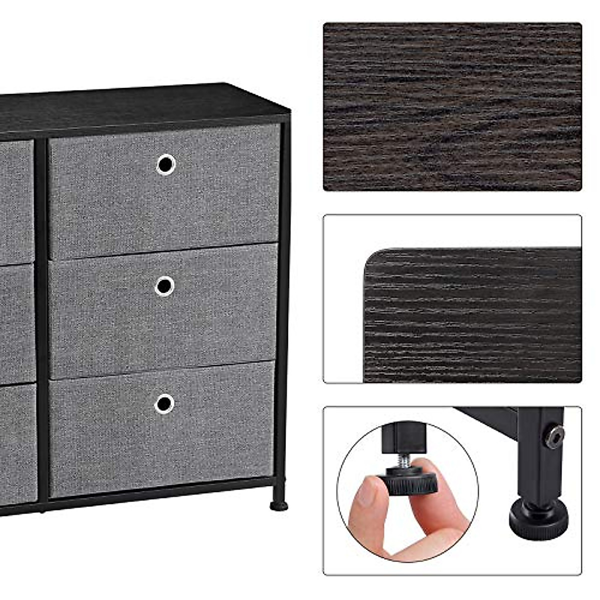 SONGMICS Narrow Dresser with 4 Fabric Drawers Vertical Slim Storage Tower Unit, 31.5", Gray