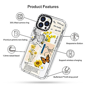 MOSNOVO Case for iPhone 13 Pro Max, [Buffertech 6.6ft Military-Grade Drop Protection] [Anti Peel Off Tech] Clear TPU Bumper Phone Case Cover Design - Vintage Collage Art