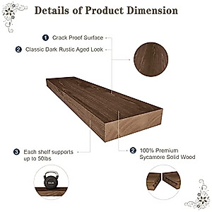 FALANZATH Floating Shelves Wood Set of 2 - Storage Shelf 30 Inch - Rustic Wall Mounted Storage Shelves for Bedroom, Living Room, Bathroom, Kitchen, Office, Farmhouse - Wall Shelf for Kids