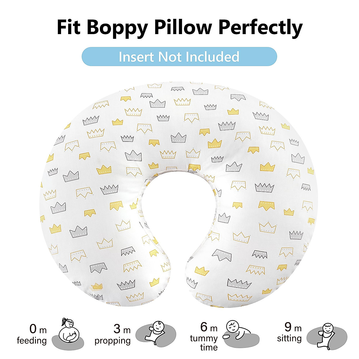 TILLYOU 2PK Breast Feeding Nursing Pillow Cover with Hidden Zipper, Luxury Egyptian Cotton Breathable Soft Slipcover for Baby Boy Girl,Pink Elephant & Pink