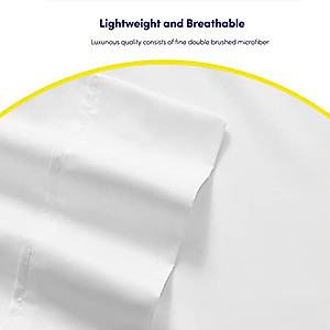 Twin Size Bed Sheets - 4 Piece 1500 Supreme Collection Fine Brushed Microfiber Deep Pocket Twin Sheet Set Bedding - 1 EXTRA PILLOW CASES, GREAT VALUE, Twin, White