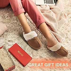 DREAM PAIRS Women's House Slippers Indoor Fuzzy Fluffy Furry Cozy Home Bedroom Comfy Winter Cute Warm Outdoor Shoes,Size 9,CHESNUT,SOFIE-05