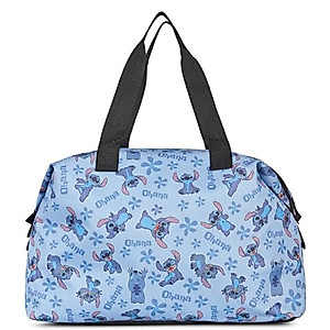 Disney Tote Duffel Bag Stitch Blue All Over Print Weekender Travel (Stitch Blue)