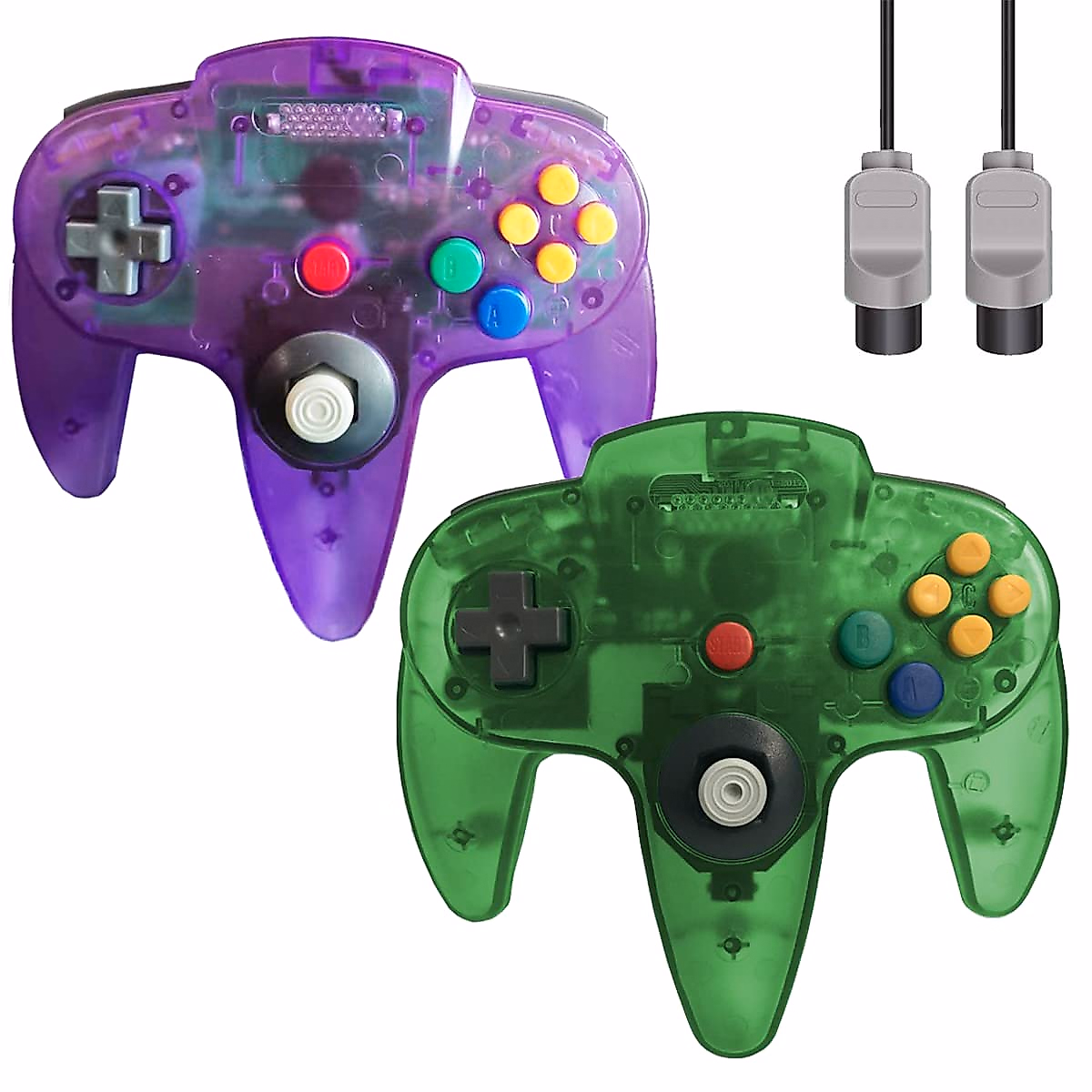 ZeroStory Classic N64 Controller, Wired N64 Controller Joystick with 5.9 Ft N64 AV Cable for N64 Video Game Console (Transparent Blue and Transparent Purple)