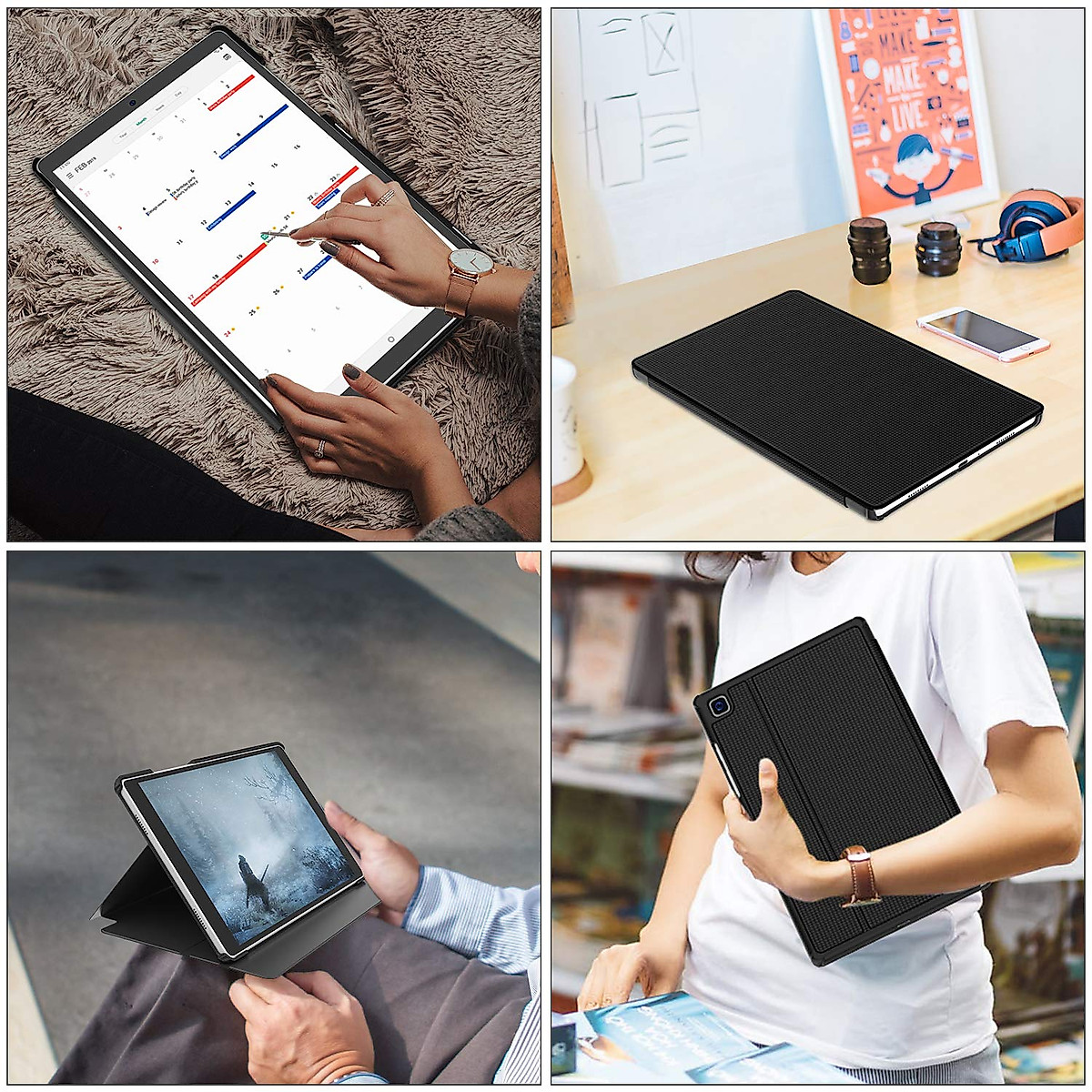 Soke Galaxy Tab A7 10.4 Case 2020, Premium Shock Proof Stand Folio Case,Multi- Viewing Angles, Hard PC Back Cover for Samsung Galaxy Tab A7 10.4 inch Tablet [SM-T500/T505/T507],Black