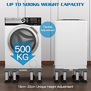 COZMAX Adjustable Washing Machine Base Washer Dryer Pedestals 28" Wide Universal Fit 800lbs Capacity Pedestal for Washing Machine Dryers Refrigerator Fridge Stand Universal Stand Base,White8Foot-25cm