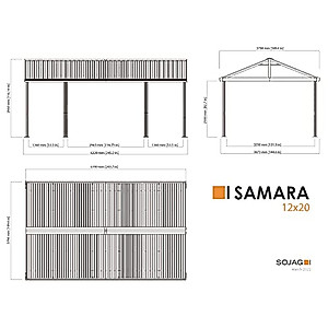 Sojag 12' x 20' Samara Carport Canopy Fabric Wall Enclosure Kit, Grey (135-9165845)
