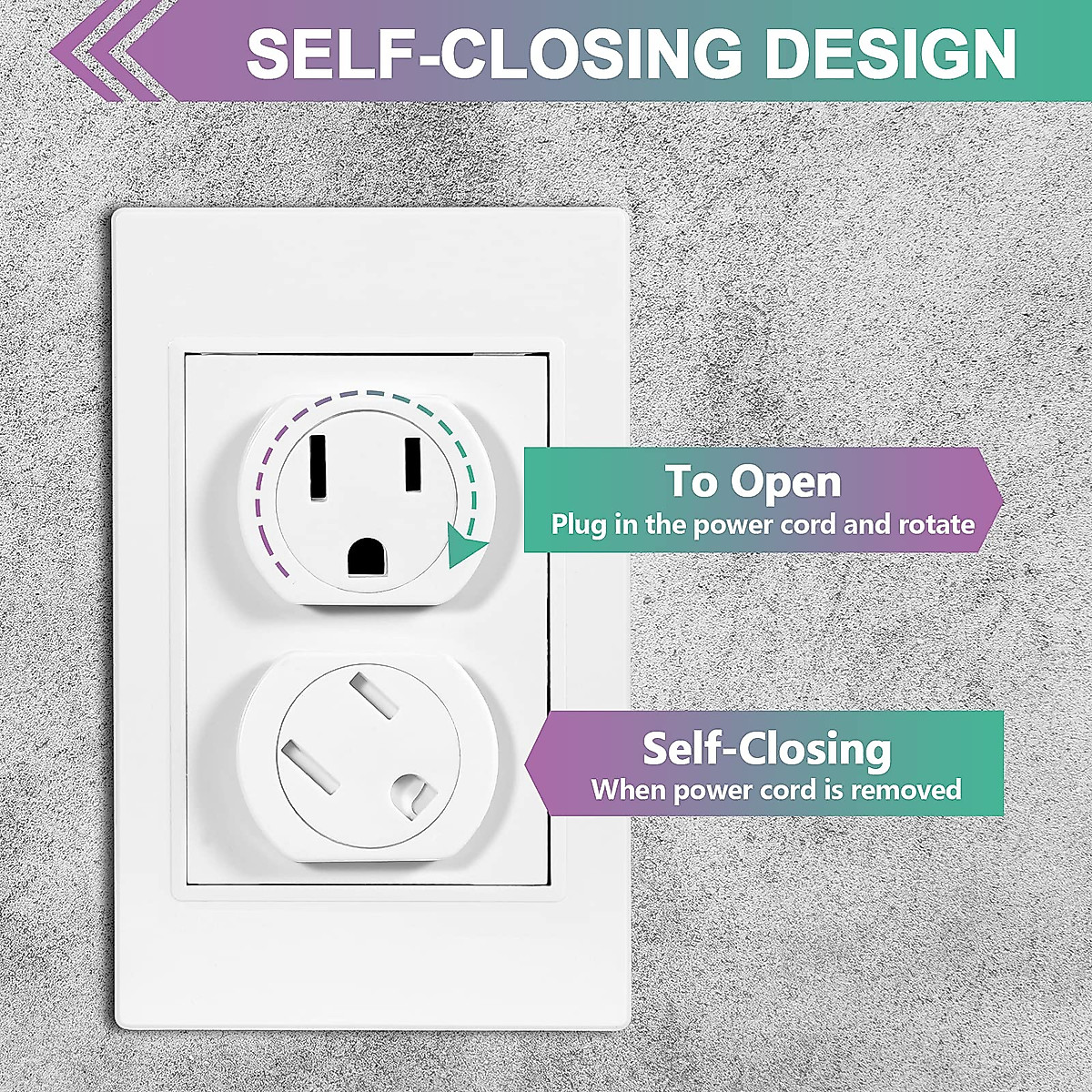 Outlet Covers (28 Pack) Self-Closing Child Proof Socket Covers 3-Prong Swivel Outlet Plug Covers Upgraded Adhesive Installation Comes with Extra Sticker Electrical Outlet Protectors for Baby