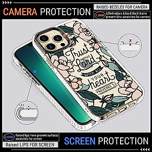 iPhone 13 Pro Max Case,Women Girl Cute Peony Flowers Floral Bible Verse Proverbs 3:5 Quotes Inspirational Christian Clear Soft Rubber TPU Anti Scratch Protective Clear Case Cover for iPhone 13 Pro Max