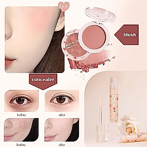 Makeup Kit for Women 8 Pieces Makeup Sets, 4 Color Lipsticks& Eyeshadow, Eyebrow Pencil, Concealer, Blush Palette 8Pcs Gift Box Makeup Bundle Value Set