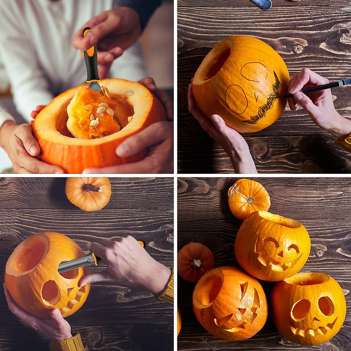 YAOMAISI Halloween Adult and Children Pumpkin Carving Kit Carving Knife Upgraded Edition 12 Pieces of Professional Stainless Steel Pumpkin Carving Tool Belt Handbag