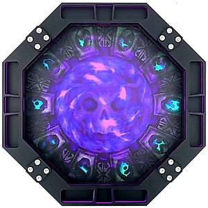 C4Labs 10" Octagon Dice Rolling Tray – Printed Vortex Skull: Purple - Vegan Leather Rolling Surface