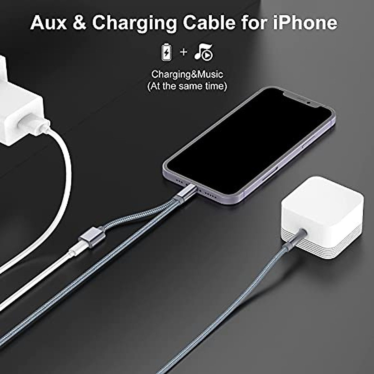 LMUBOY Lightning to 3.5mm Aux Cord for iPhone with Charging Port,Car Audio Aux Cable Compatible with iPhone 13 12 11 Mini Max Pro X XR XS Se 8 8P 7 7P,Work with Speaker/Stereo/Headphone