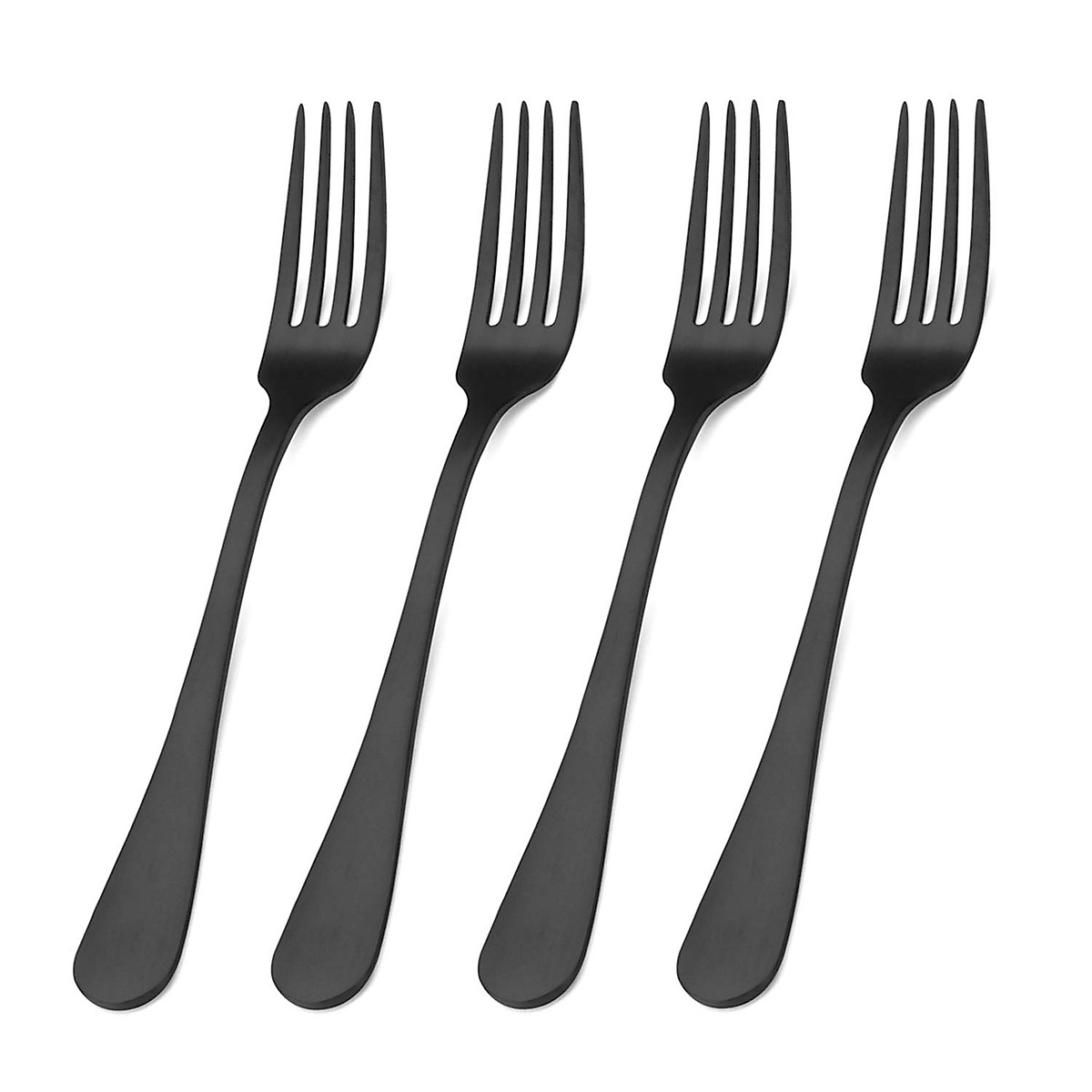 Matte Black Stainless Steel Dinner Forks with Round Edge, Set of 4 (Matte Black Dinner Fork, 4-Piece)