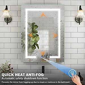 Klajowp LED Lighted Bathroom Medicine Cabinet with Mirror, 24x32 Inch Medicine Cabinet with Mirror, Recessed or Surface Bathroom Medicine Cabinet with Lights, Medicine Cabinet Mirror Black, Anti-Fog